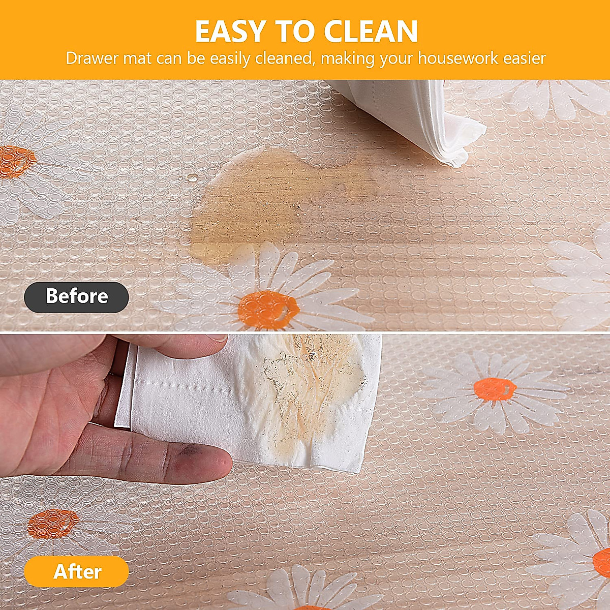 INNOLITES Drawer and Shelf Liner, Non Adhesive Waterproof Kitchen Cabinet Liner, Non Slip EVA Shelf Liner for Kitchen Cabinet, Drawers, Shelves, Pantry, Dresser, 17.5" × 78.7"