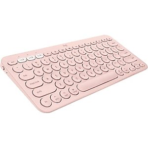 Logitech K380 Multi-Device Wireless Bluetooth Keyboard Designed for Windows, Mac, Chrome OS, Android, iOS, Apple TV, Space-Saving Compact Design - Rose (Renewed)