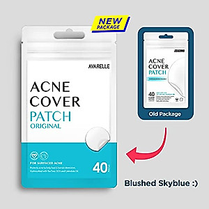 Avarelle Pimple Patches (40 Count) Hydrocolloid Acne Cover Patches | Zit Patches for Blemishes, Zits and Breakouts with Tea Tree, Calendula and Cica Oil for Face | Vegan, Cruelty Free Certified, Carbonfree Certified (40 PATCHES)