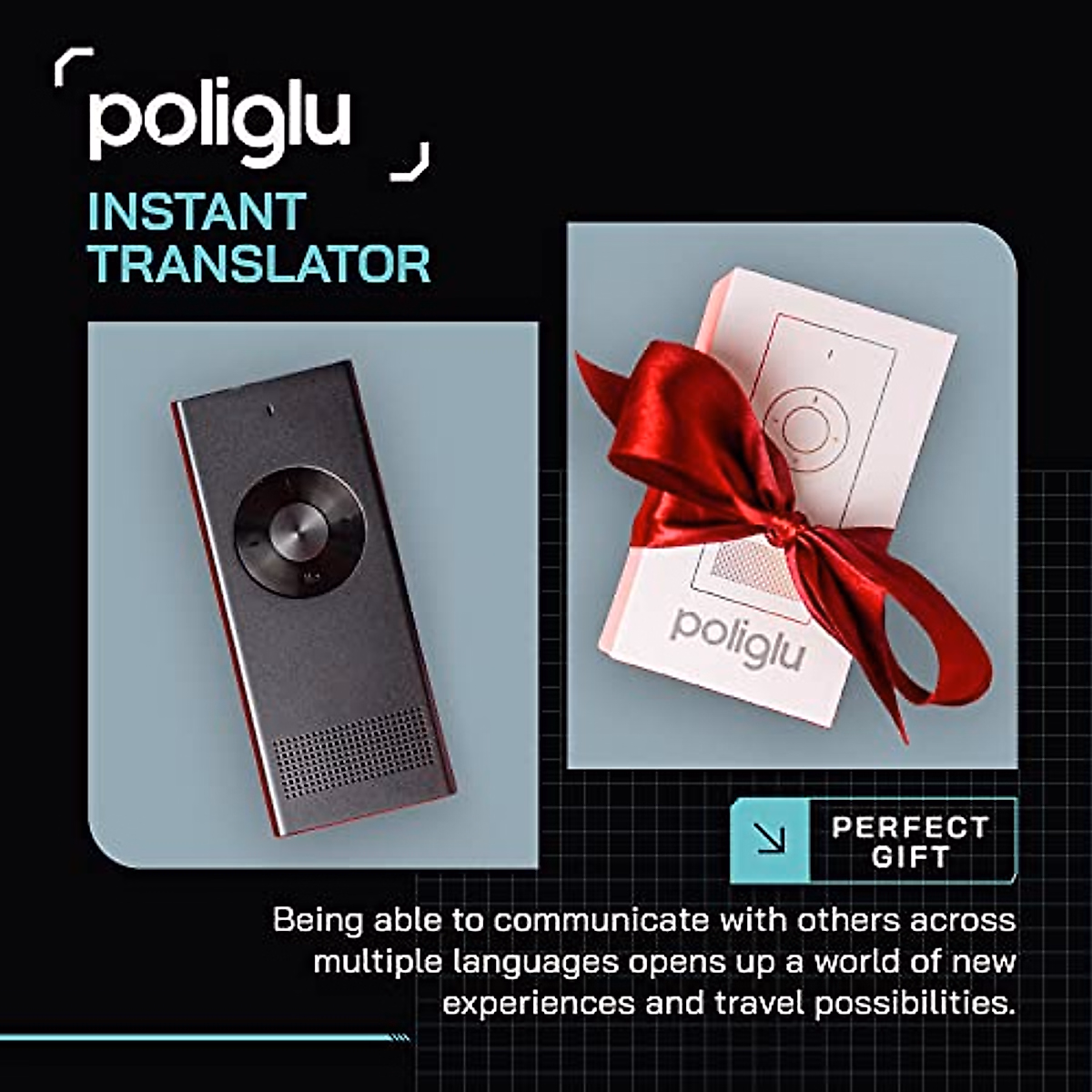 Poliglu Instant Two-Way Language Translator - Translators Devices for 36 Languages. Make Communication Easier with This Innovative Portable Translation Device. Perfect as a Pocket Dictionary