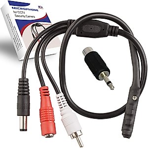 CCTV Microphone Outdoor Microphone for Security Camera IP: Audio Microphone CCTV Surveillance Microphone RCA with High Sensitive Preamp Amplified Pickup Device Mic External Camera Sound (1 Pack)