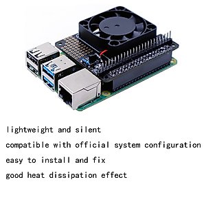 Treedix Compatible with Raspberry 4/4B Fan Hat Heatsink Kit GPIO Expansion Board with PWM Controllable Single Cooling Fan DC 5V