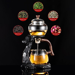 Homyl Glass Automatic Set Drip Pot Infuser Tea Drip Pot Tea Making Oolong Tea Maker Automatic Tea Set for Home