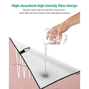 Golf Towel Christmas Winter Word Pink,Waffle Pattern Microfiber Club Cleaner Golf Towels with Carabiner Clip for Women Men Dad,Black White Word Minimalism Art Golf Towel for Golf Bags,24x16in