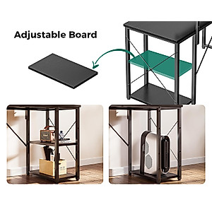 KKL 40 inch Small Computer Desk with Adjustable Monitor Stand, Home Office Desk & Workstation with Storage Shelves, Reversible Work Writing Study Table for Bedroom, Black