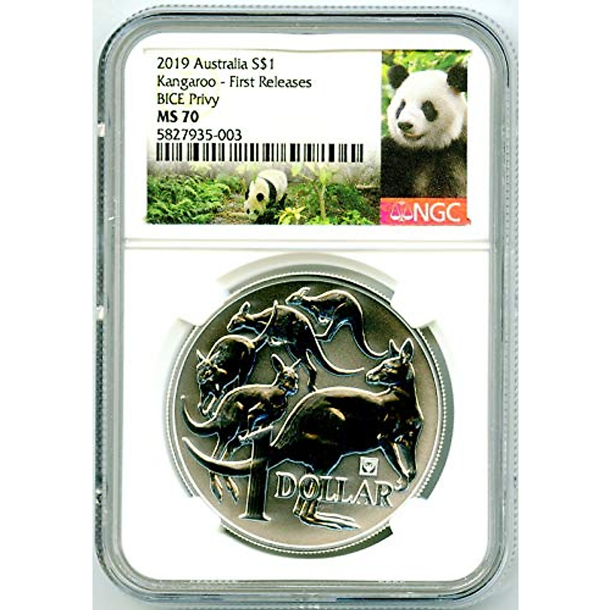 2019 AU Australia Australian Kangaroo Panda PRIVY .999 Silver Coin 5000 Minted Rare FIRST RELEASES $1 MS70 NGC