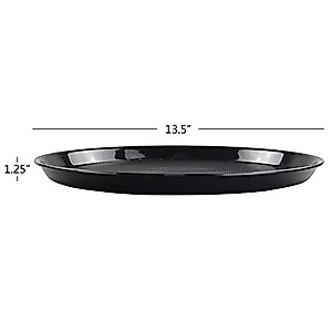 Obstnny Black Plastic Serving Tray, 13.5" Round Food Service Tray, 6 Packs