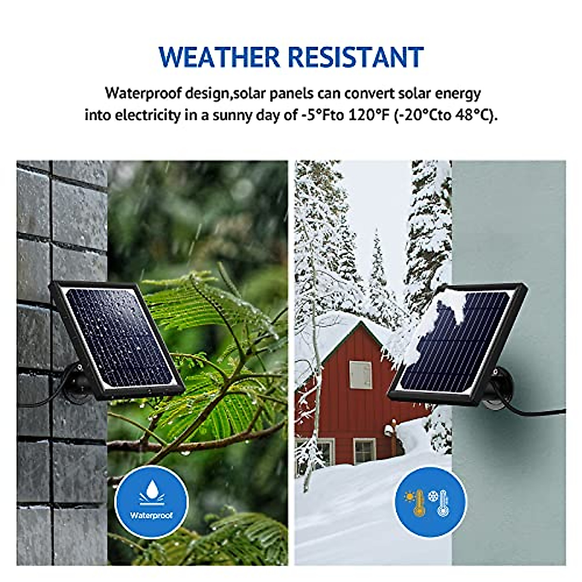 Ayotu Weatherproof Solar Panel for Ring Video Doorbell 2nd Gen 2020 Release, 5V/3.5W(Max) Output Power Adapter Continuous Charging with 3.8M/12ft Charge Cable(NOT Include Doorbell), Black