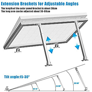 woefste Adjustable Solar Panel Mounting Brackets Stand Aluminum Alloy Tilt Mount Bracket Systems for Roof/Boat/Flat Surface Support 50W 70W 100W 150W 200W 300W 400W Panels, 1 Set