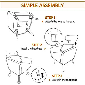 Yaheetech Accent Chair, Cozy Living Room Chair Adjustable Headrest, Boucle Vanity Chair Lumbar Pillow Golden Legs, Modern Armchair Bedroom, Dark Gray