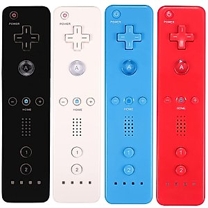 Yosikr Wii Controller 4 Pack, Wii Remote Controller with Silicone Case and Wrist Strap Compatible for Wii/Wii U Console - White+Black+Blue+Red