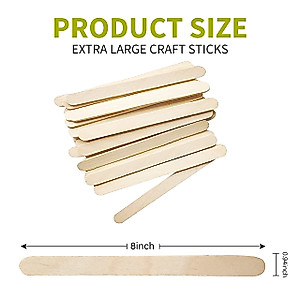8”100Pcs KTOJOY Jumbo Wooden Craft Sticks Wooden Popsicle Craft Sticks Stick Treat Sticks Ice Pop Sticks for DIY Crafts，Home Art Projects, Classroom Art Supplies