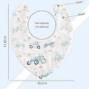 vuminbox Muslin Baby Bibs Bandana Drool Bibs 100% Cotton Absorbent Soft Reversible 6-Pack Set for Feeding, Teething Pattern and Solid Color for Unisex