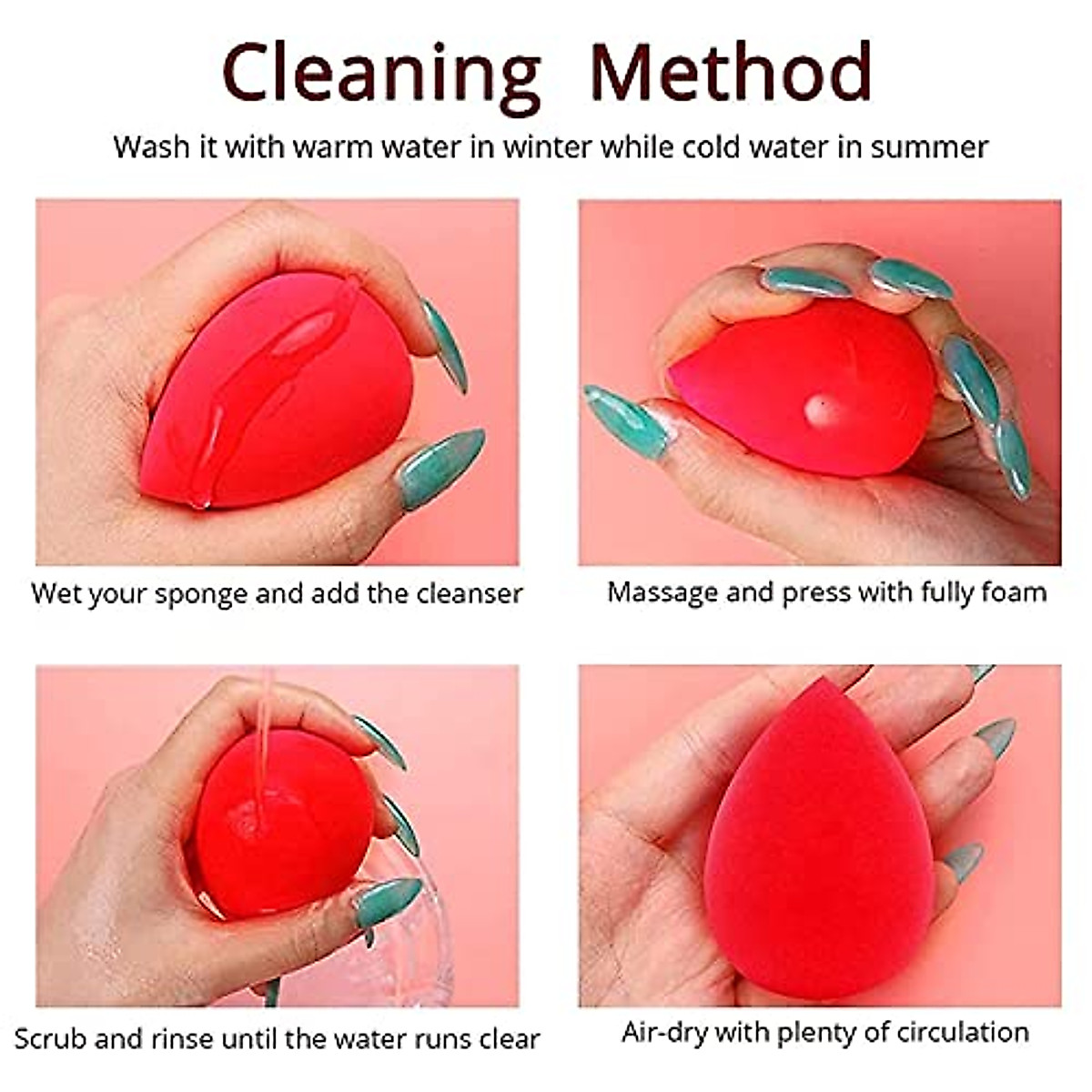 BEAKEY 5 Pcs Makeup Sponge Set, Foundation Blending Beauty Sponge, Flawless for Liquid, Cream, and Powder, Multi-colored Makeup Sponges