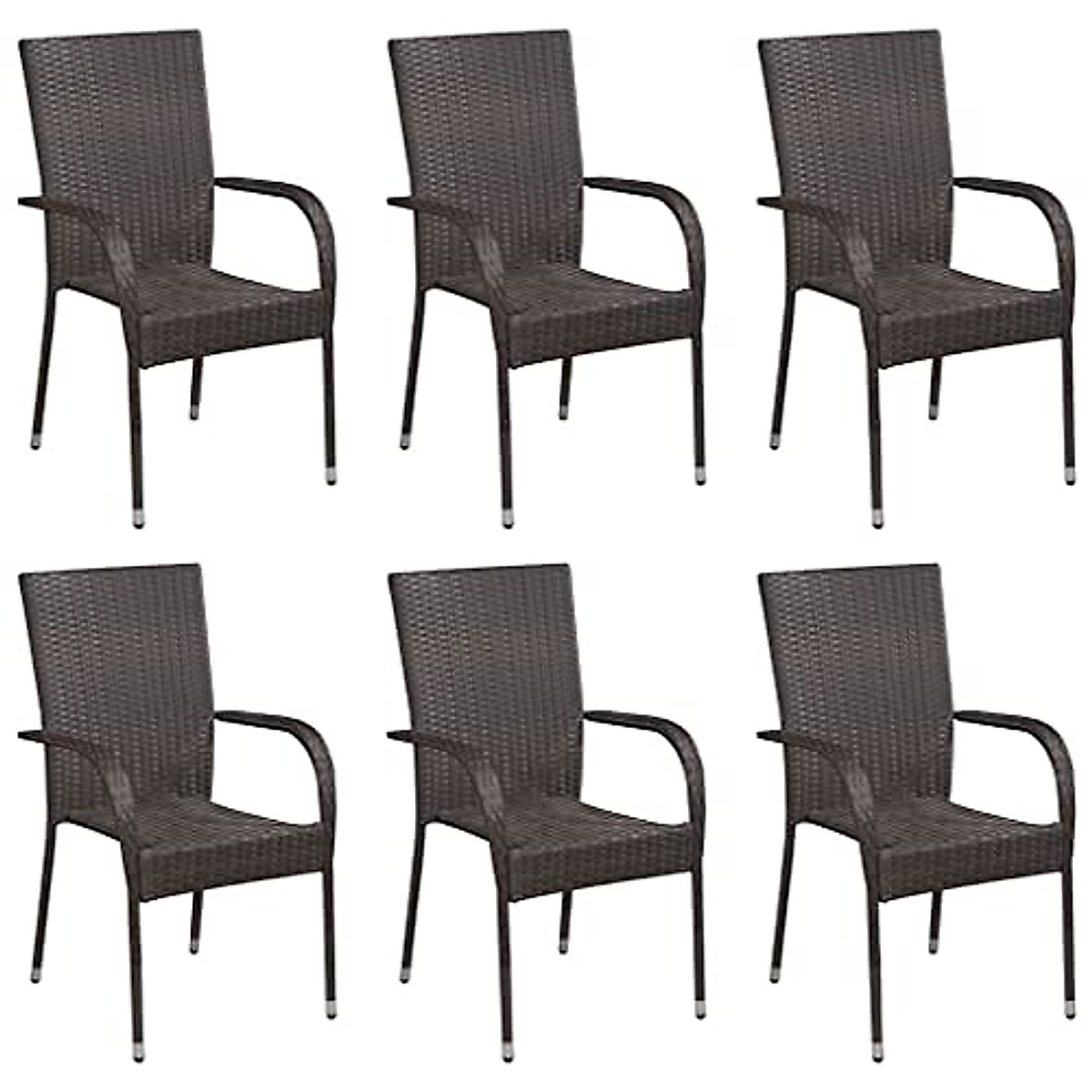 WHOPBXGAD 7 Piece Patio Dining Set Rattan Chair,Gardens Patio Furniture,Oak Patio Furniture Set,Sui for Gardens, lawns, terraces, poolsides, patios,Brown Poly Rattan