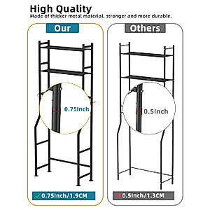 Livilord Over Toilet Storage Shelf, 3-Tier Freestanding Over The Toilet Storage, Metal Bathroom Shelves with Paper Holder and 4 Hooks, Above Toilet Shelf for Bathroom Storage, Black