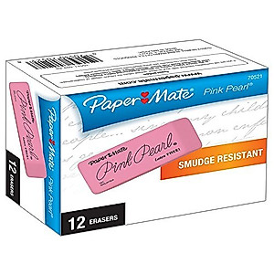 Paper Mate Pink Pearl Erasers, Large, 12-Pack (70521) 2 Packs of 12