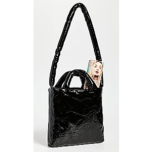KASSL Women's Bag Pillow Small Leather Lacquer, Black, One Size