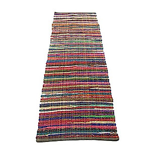 Chardin home - Eco Friendly 100% Recycled Cotton Colorful Chindi Runner Area Rug - 2'x7', Multi