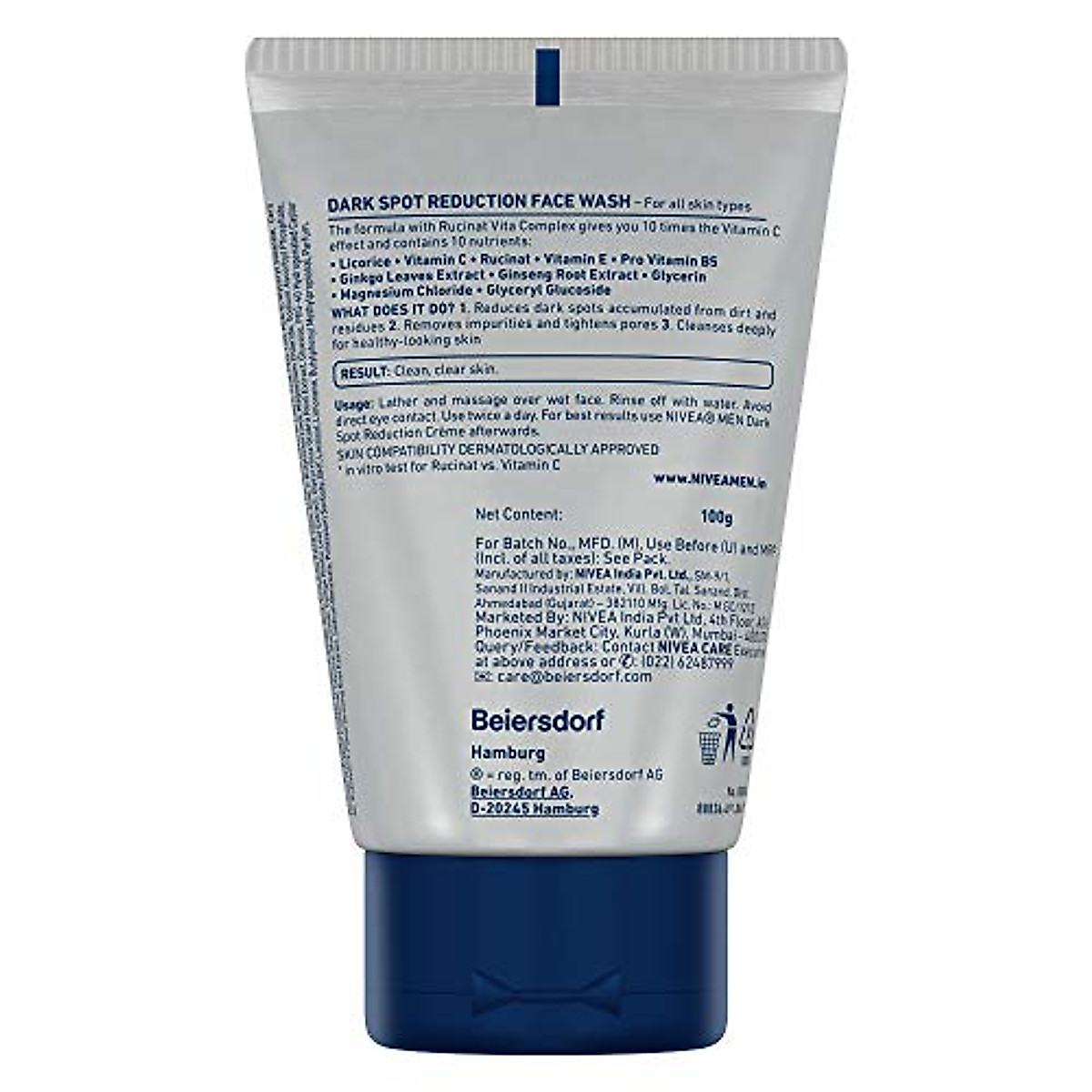 Nivea Men Dark Spot Reduction Face Wash (10x Whitening), 100 ML