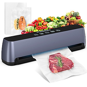 MoKo Vacuum Sealer Machine,85kpa Food Vacuum Sealer, Full Automatic Air Sealing System for Food Sealer, LED Touch Food Sealer with Dry and Moist Food Modes, Compact Design, 20Pcs Seal Bags Starter Kit