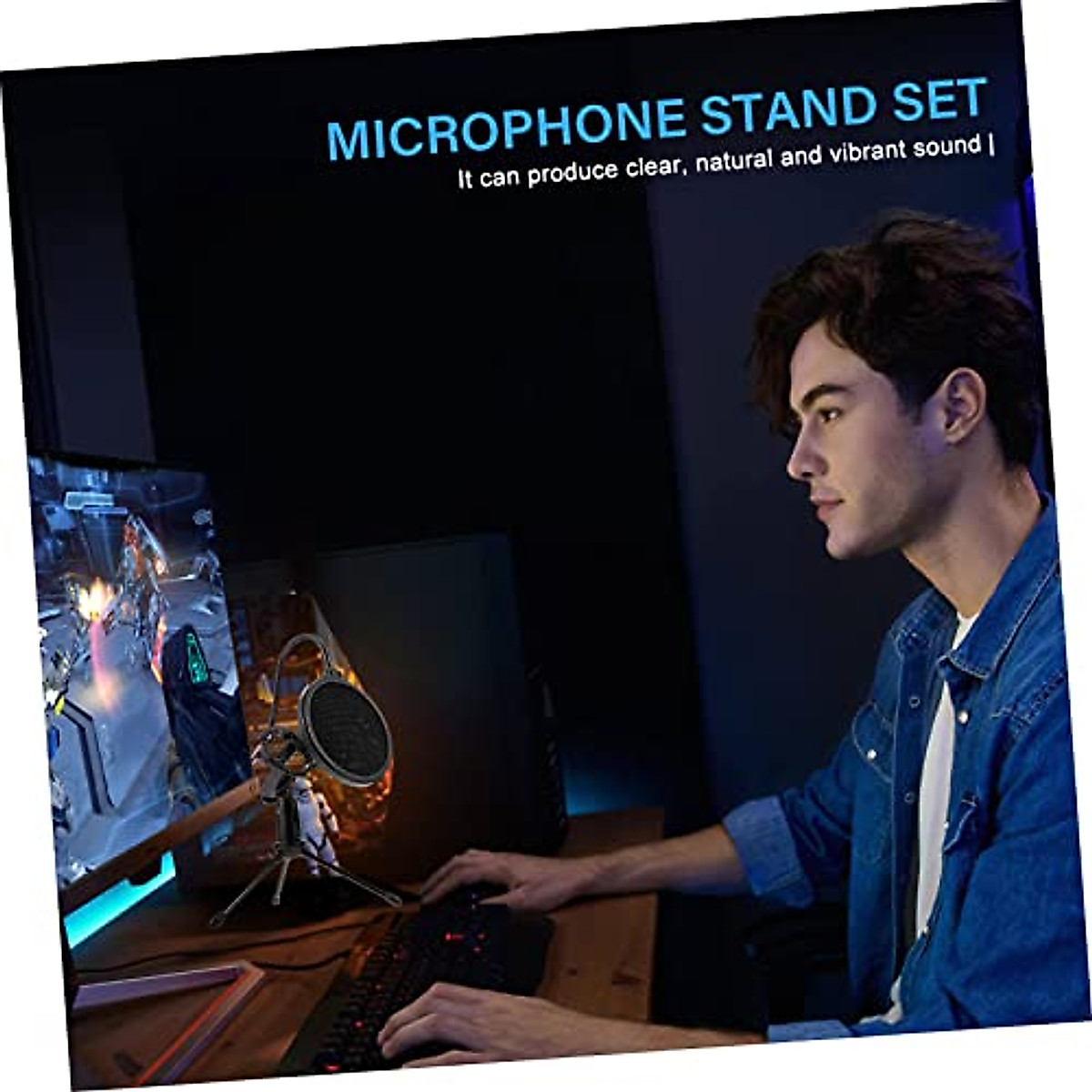 Vaguelly 2 Sets Computer Microphone Podcast Studio Microphone Laptop Stand for Desk Live Broadcast Mic Usb Recording Mic Condenser Microphone Recording Microphone Trumpet Capacitance Metal