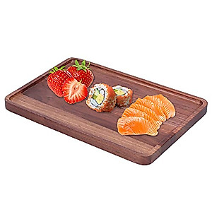 Coffee Serving Tray, Wooden Dessert Plate, Walnut Wood, Rectangular Fruit Platefor Serving Cakes, Snacks, Candies and Bread(34 * 23 * 2)
