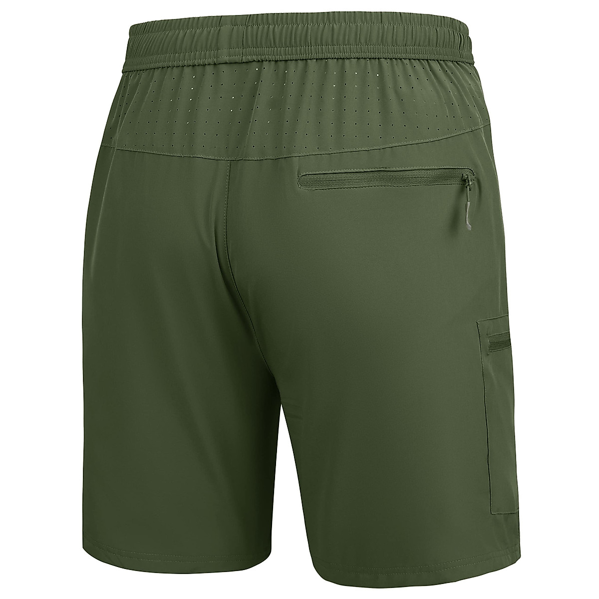Men's Hiking Cargo Work Shorts Quick Dry Lightweight Fishing Athletic Running Workout Gym Shorts with 4 Pockets Army Green M