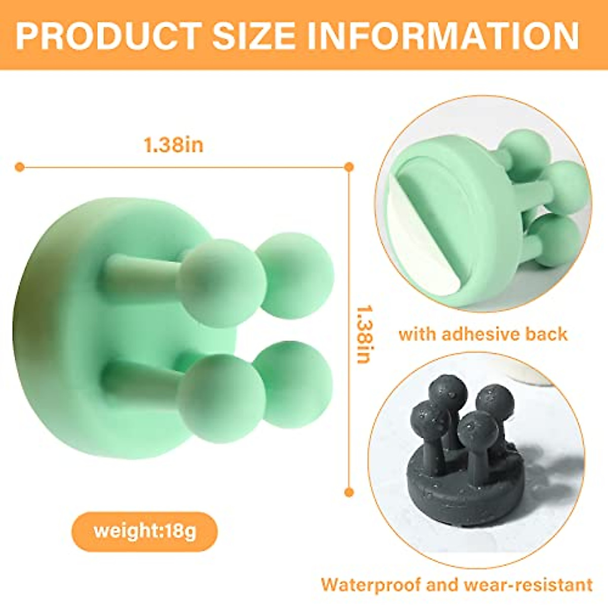 12pcs Self Adhesive Wall Mounted Silicone Hooks,Multi-Function Hook Waterproof Self Adhesive Toothbrush Hook Plug Holder,Functional Utility Hooks for Kitchen Bathroom Home Office (6 Color)