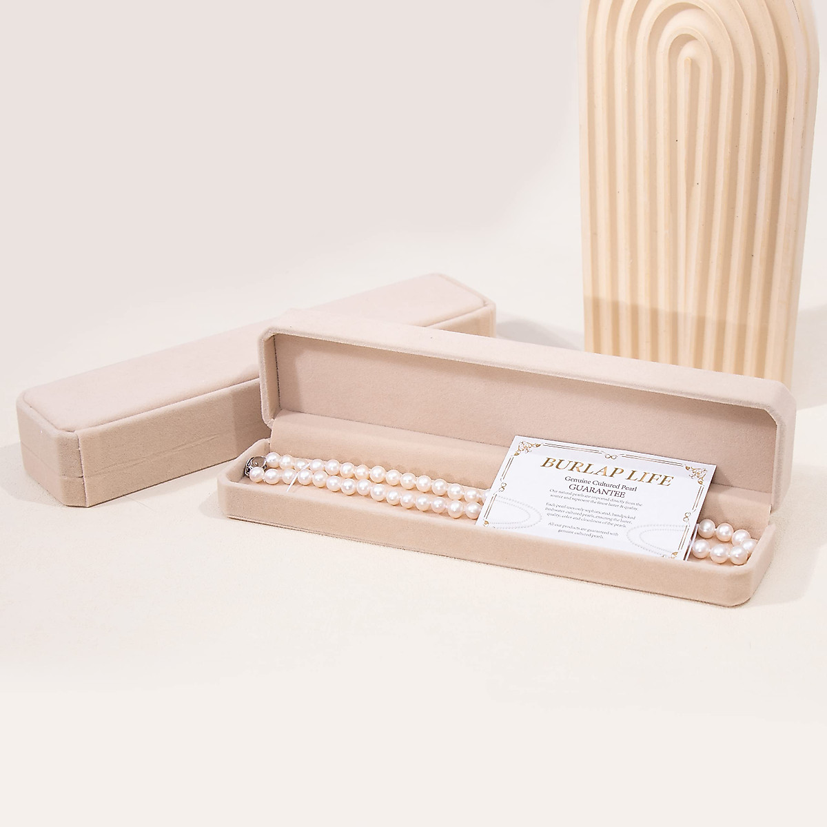 BURLAP LIFE White Freshwater Cultured AAAA Quality Genuine Real Pearl Strand Necklace 18 Inch Length for Women Fine Jewelry Gifts for Her 6.0mm-6.5mm