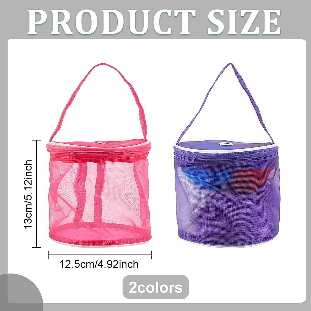 FREEBLOSS 2 Pack Yarn Storage Bag Mesh Holder Yarn Storage Organizer Portable Crochet Knitting Bag Empty Yarn Storage Bags Yarn Holder for Carry Crochet Hooks Sewing Accessories Storage Tote Bag