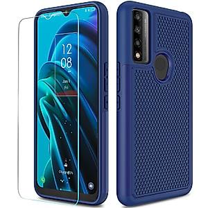 NTZW for TCL 30 XE 5G Case: Drop Protective Military Grade Armor Case Cover | Sturdy Anti-Slip Grip & Shock-Proof Silicone TPU Bumper | Dual-Layer Heavy Duty Protection Phone Case - Blue
