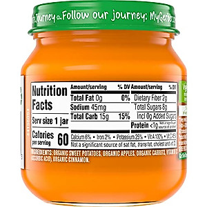 Gerber Organic for Baby 2nd Foods Veggie Power Baby Food Jar, Sweet Potato Apple Carrot & Cinnamon, Non-GMO & USDA Organic Pureed Baby Food, 4 OZ Glass Jar (Pack of 6)