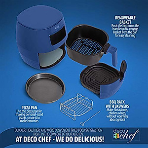 Deco Chef 5.8QT (19.3 Cup) Digital Electric Air Fryer with Accessories and Cookbook- Air Frying, Roasting, Baking, Crisping, and Reheating for Healthier and Faster Cooking (Blue)
