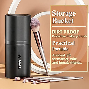 BS-MALL Makeup Brush Set 18 Pcs Premium Synthetic Foundation Powder Concealers Eye shadows Blush Makeup Brushes with black case (A-Champagne)