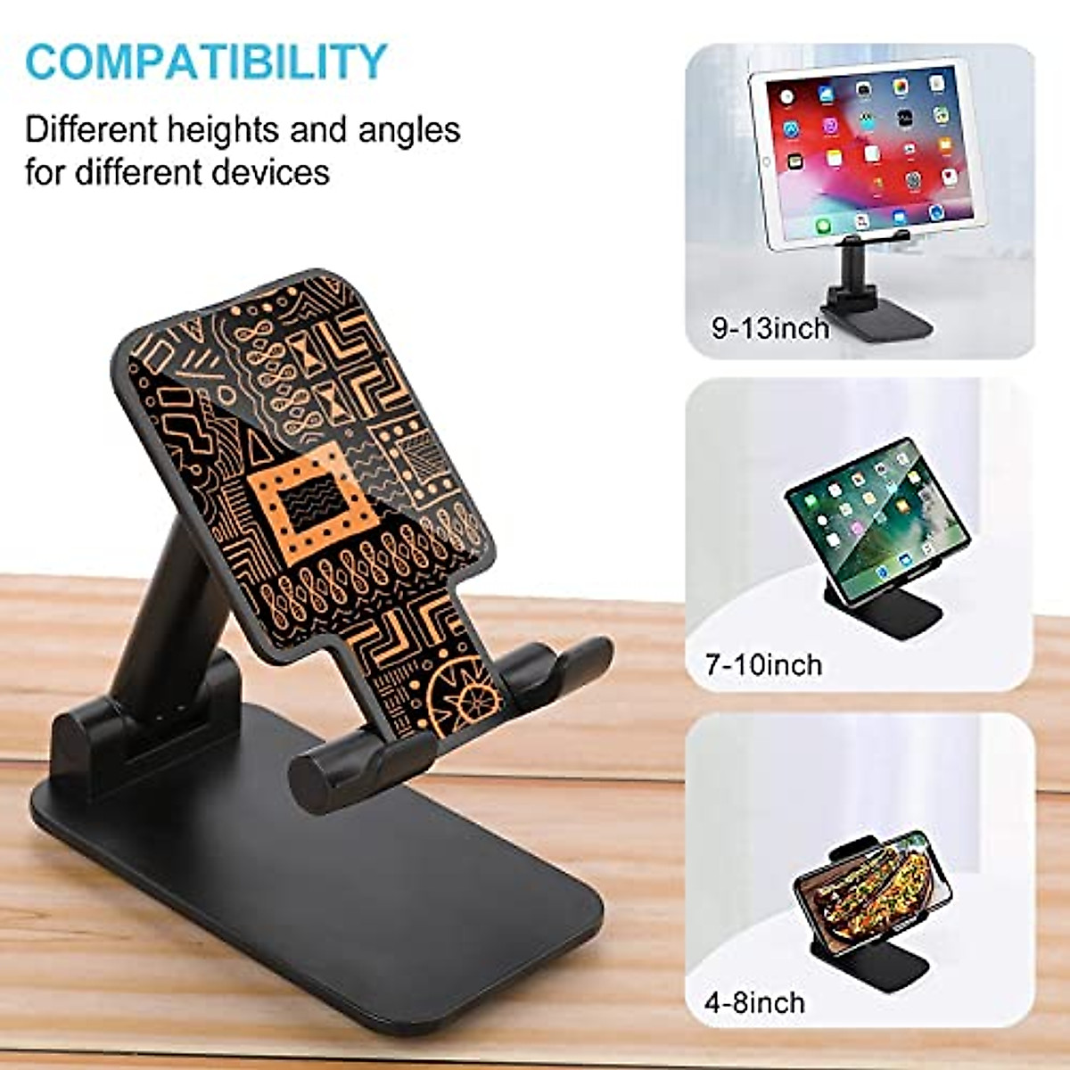 Aztec Tribal Art Cell Phone Stand Foldable Tablet Holder Adjustable Cradle Desktop Accessories for Desk