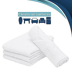 Looperry White Terry Cloth Rags (24 Pack) Commercial Grade 13x13 Lint Free Dish Cloth Multipurpose Cleaning Rags for Housekeeping, Car Wash. Absorbent & Reusable Bar Mop Towels for Kitchen Cotton