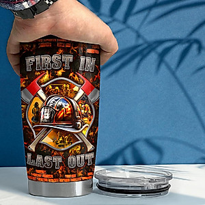 SANDJEST Firefighter Tumbler 20oz Fireman Gifts for Men Stainless Steel Insulated Tumblers Coffee Travel Mug Firefighters Cup Firemen Gift for Birthday Christmas
