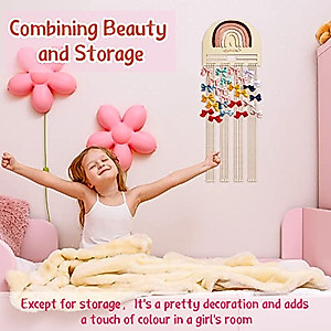 Rainbow Hair Bows Holder Girl Clip Bow Organizer Baby Hair Accessories Storage Headband Hanger for Baby Girls Room Wall Hanging Decor