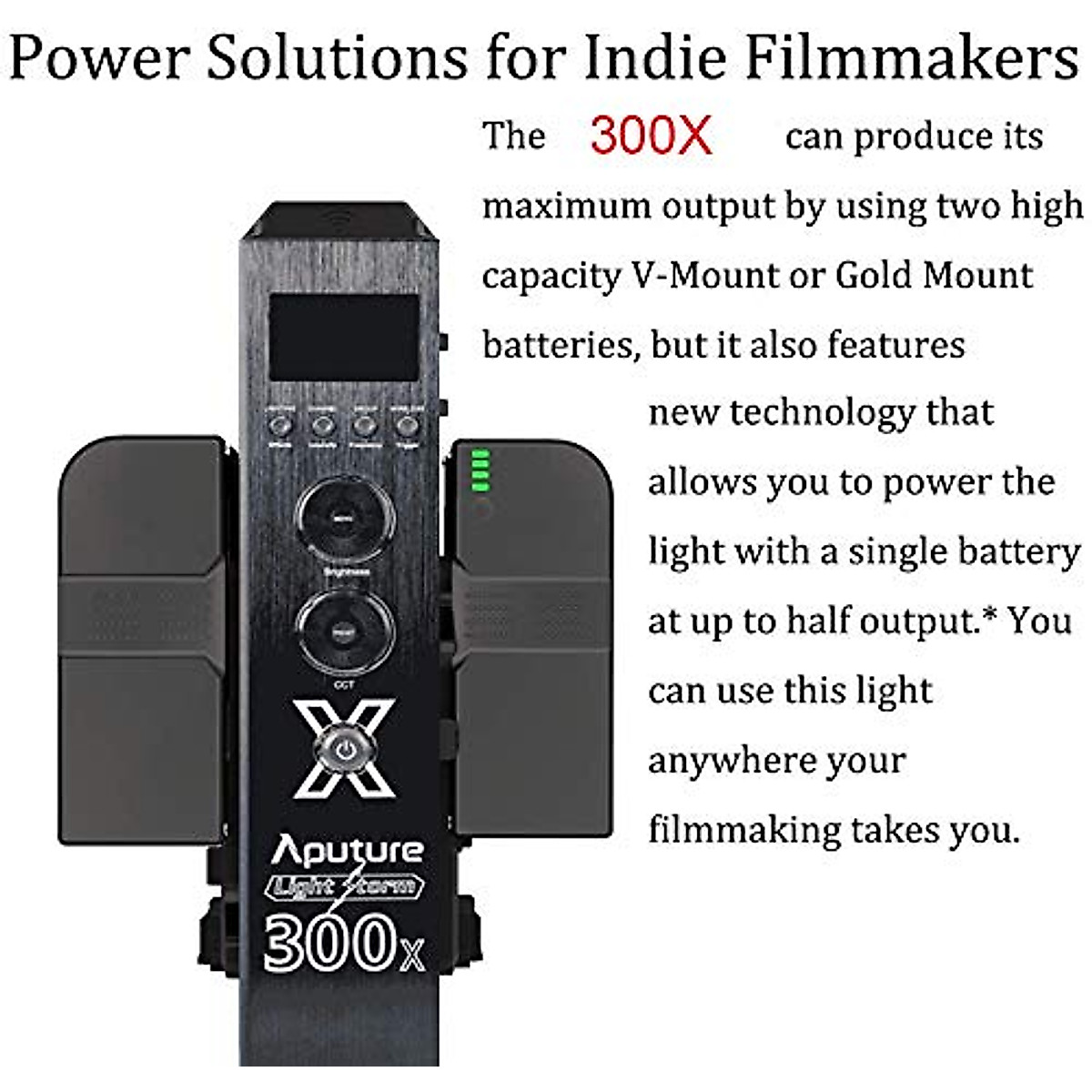 Aputure 300X Led Video Light,300W Aputure LS 300X,Bi-Color 2700K-6500K,24300lux@1m,APP and Remote Control(V-Mount)