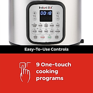 Instant Pot Duo Crisp 9-in-1 Electric Pressure Cooker and Air Fryer Combo with Stainless Steel Pot, Pressure Cook, Slow Cook, Air Fry, Roast, Steam, Sauté, Bake, Broil and Keep Warm