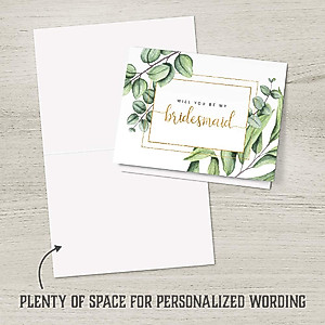 Hat Acrobat Bridesmaid Proposal Cards 8 Will You Be My Bridesmaid and 2 Maid of Honor Cards with Envelopes | Set of 10 Greenery Cards for the Bridal Party (10)