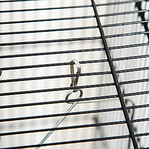 Pawhut 45-inch Metal Indoor Bird Cage, Parrot Cage, Bird Aviary with Detachable Rolling Stand, Storage Basket, and Accessories - Black