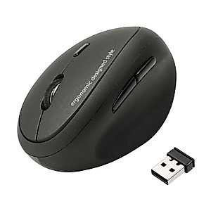 SANWA 2.4G Wireless Ergonomic Mouse, Optical Vertical Ergo Mice for Small Hands, Reduce Wrist Strain, 800/1200/1600 DPI, 5 Buttons, Compatible with MacBook, Laptop, Windows, Mac OS, Black
