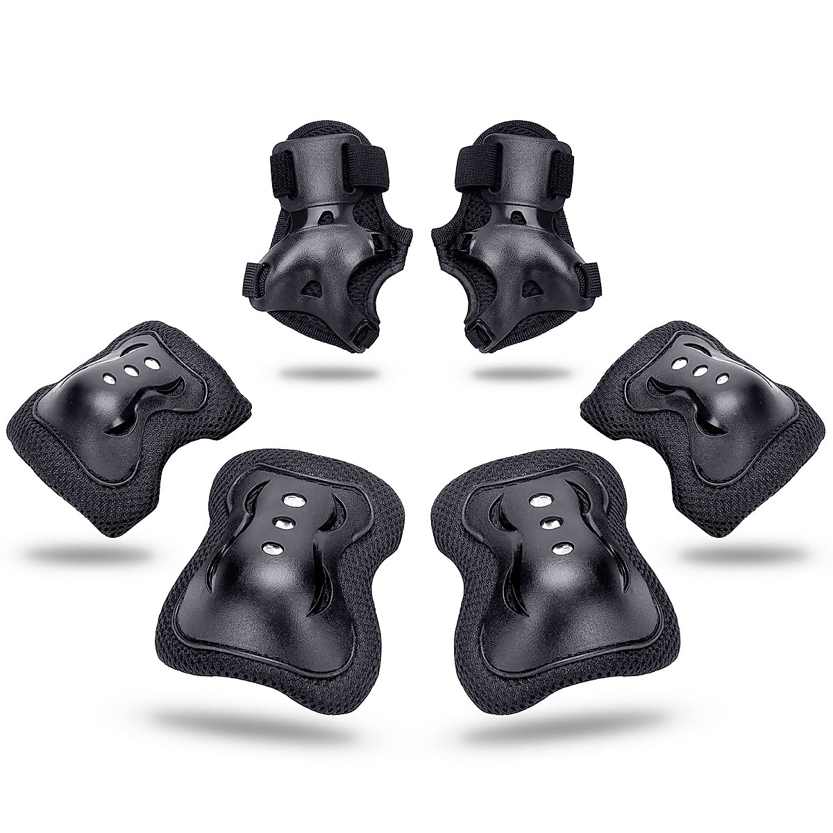 Knee Pads for Kids Knee and Elbow Pads with Wrist Guards Youth Protective Gear Set for Cycling Roller Bike Inline Skateboard Scooter Skating Skates Pads Toddler Girls Boys Kids 3-8 Years Old(Black)