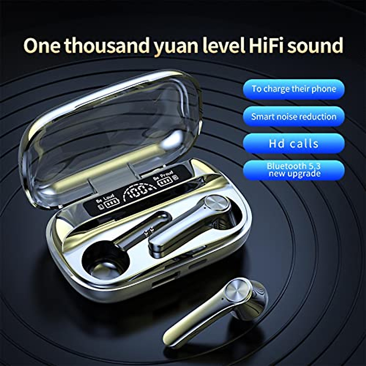 Bluetooth 5.3 Wireless Noise Cancelling Earbuds, Waterproof in-Ear Headphone Built-in Microphone, Premium Binaural Stereo Hd Sound Headset for Sports and Office… (G)