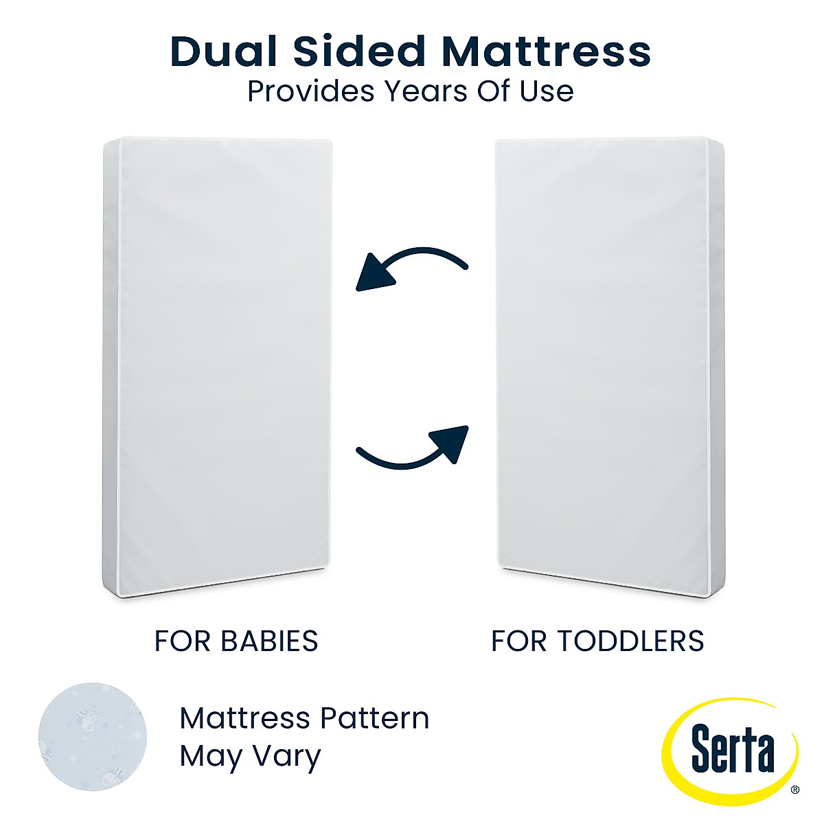 Serta Perfect Start Dual Sided Baby Crib Mattress & Toddler Mattress - Waterproof - Hypoallergenic - Premium Sustainably Sourced Fiber Core  GREENGUARD Gold Certified – 7 Year Warranty - Made in USA