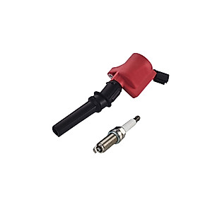 ENA Set of 10 Red Ignition Coil Pack and Iridium Spark Plug Compatible with Ford Lincoln Mercury Crown Victoria E150 E250 Expedition Explorer F150 Mountaineer 4.6L Replacement for FD503 SP493