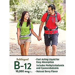 Nature's Truth Sublingual Vitamin B-12 10,000 Mcg, Fast Acting Liquid, Natural Berry Flavor, 2 Fluid Ounce (Pack of 1)