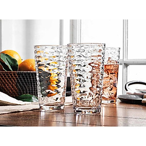 Glaver's Drinking Glasses Set of 4 Highball Glass Cups, 17 Oz. Basic Cooler Glassware, ideal for Water, Juice, Cocktails, Iced Tea and more. Dishwasher Safe.